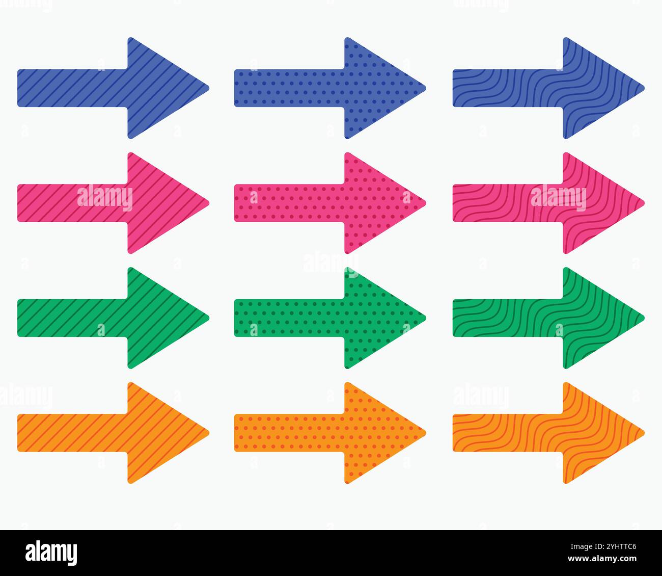 set of thick arrows in different colors and patterns Stock Vector Image ...