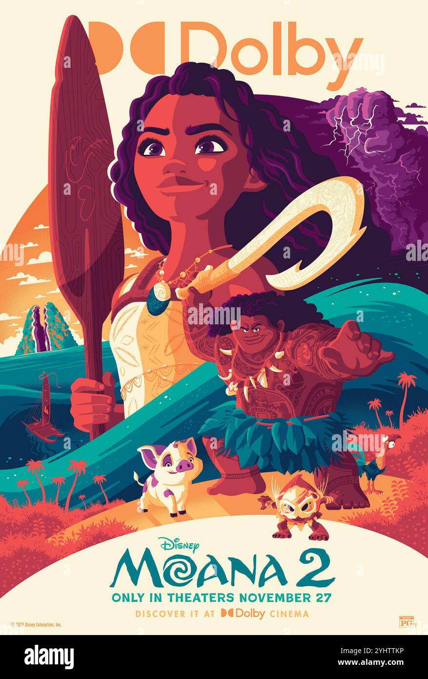 MOANA 2, Dolby Cinema poster, center from top: Moana (voice: Auli'i ...