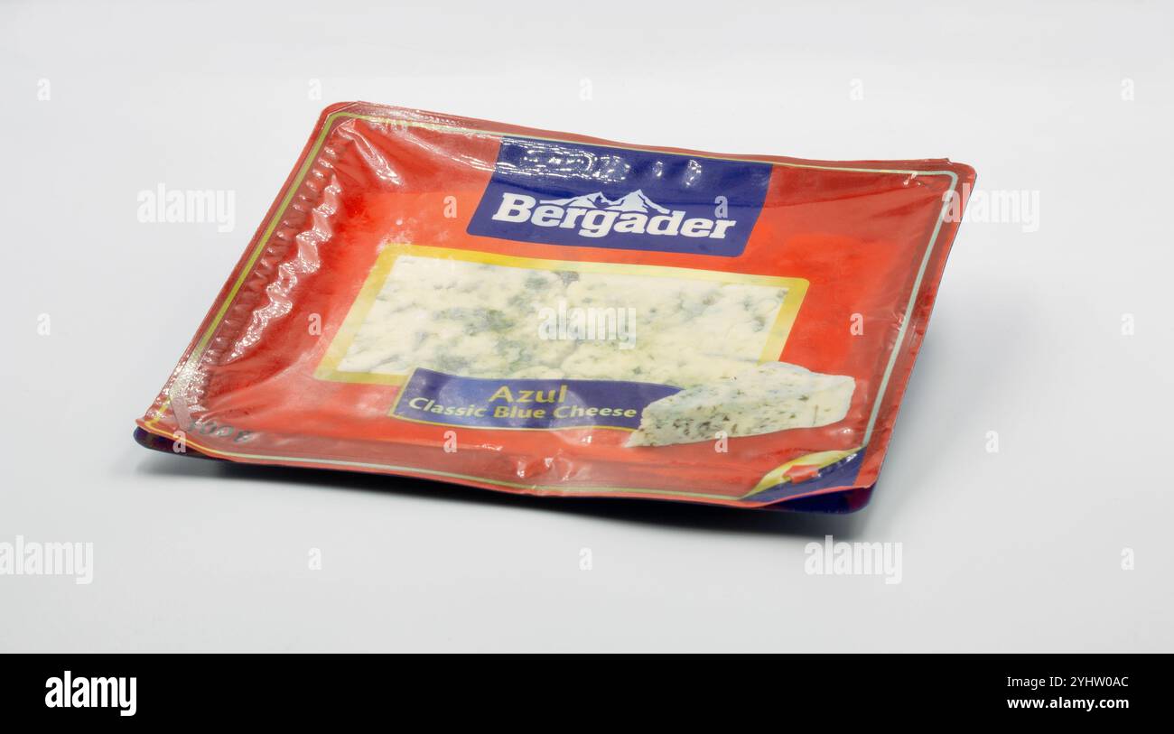 Kyiv, Ukraine - December 31, 2022: Studio shoot of Bergader Azul ...