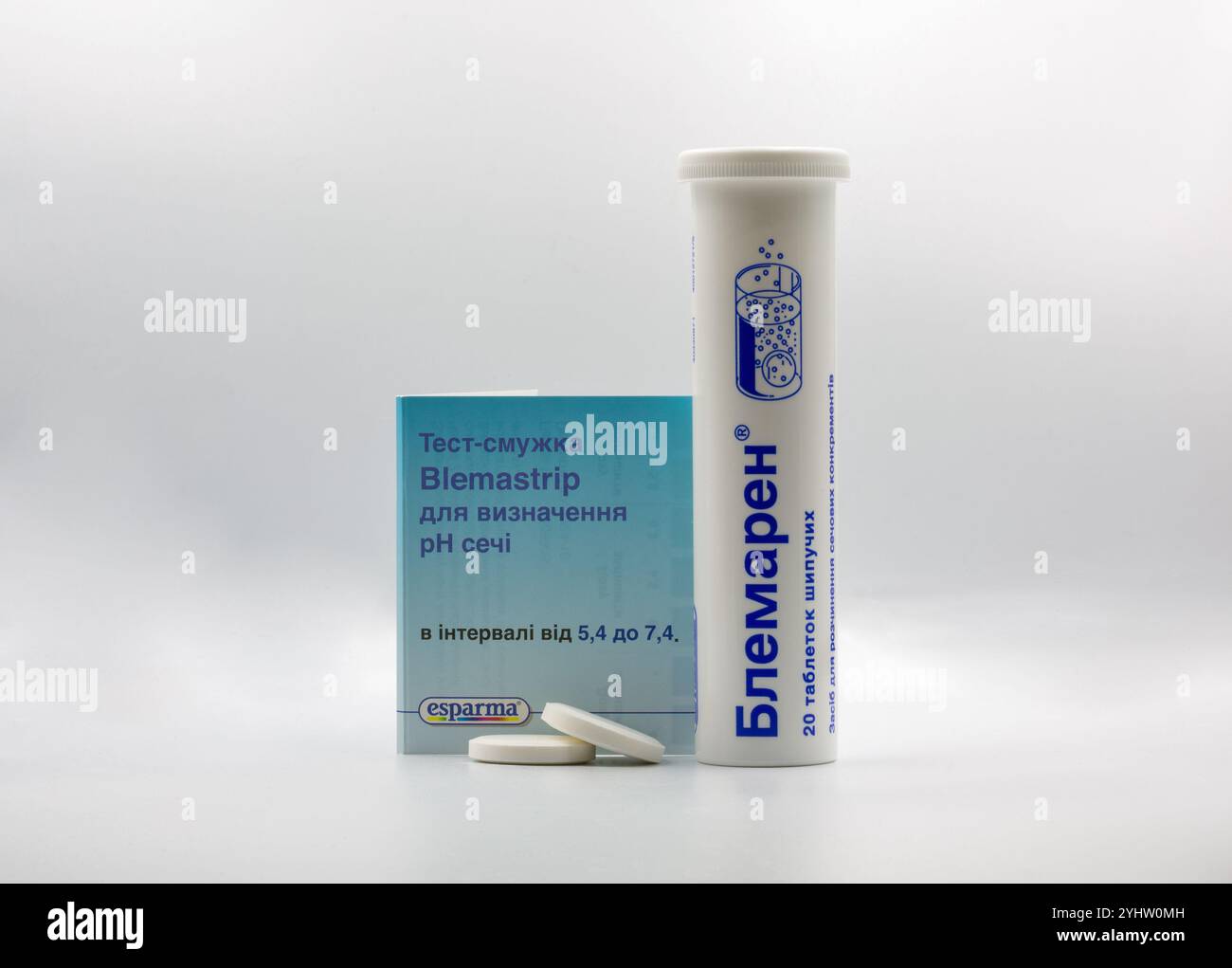 Kyiv, Ukraine - February 12, 2023: Esparma Blemaren effervescent tablet ...