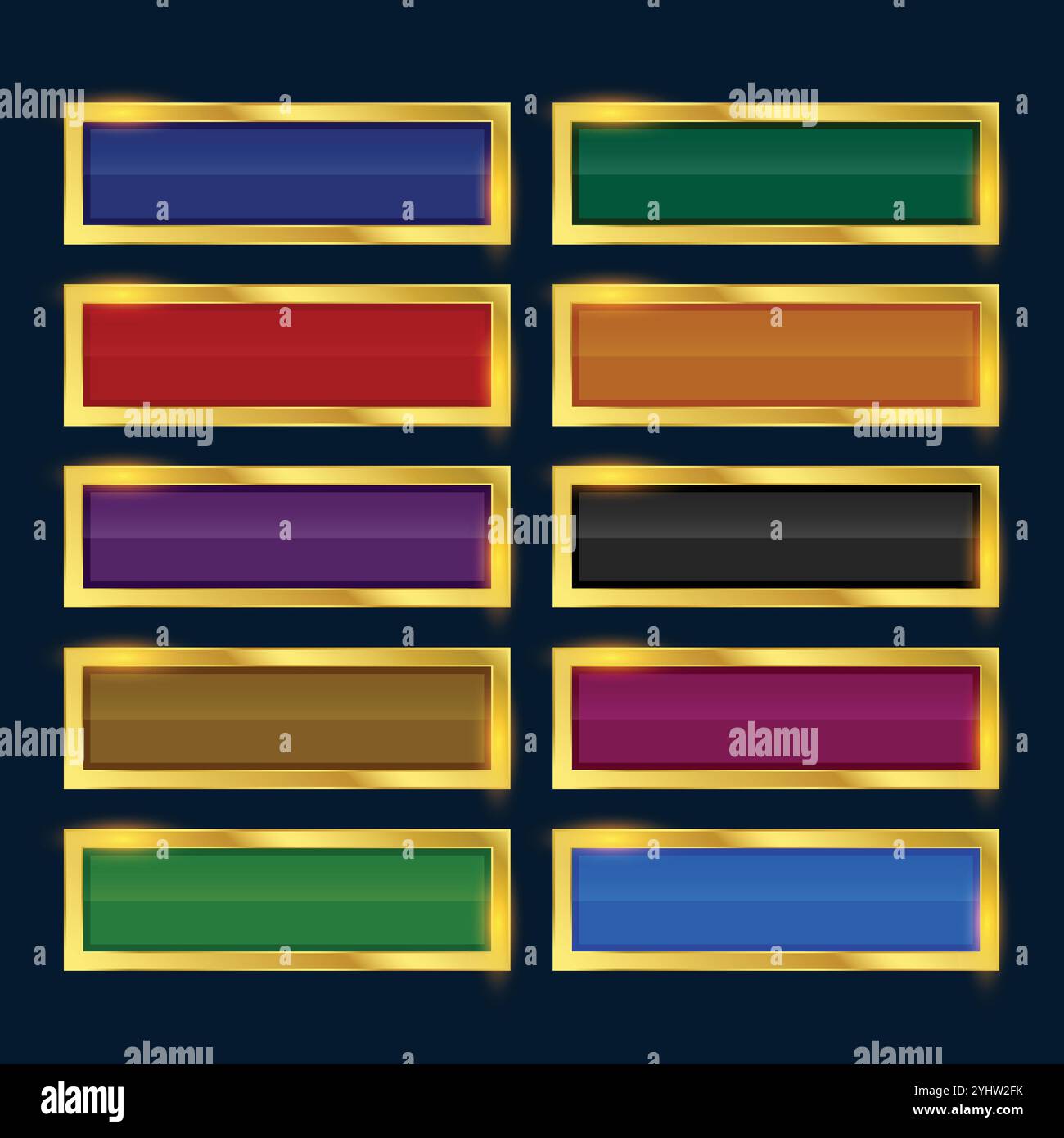 rectangle buttons with golden border Stock Vector Image & Art - Alamy