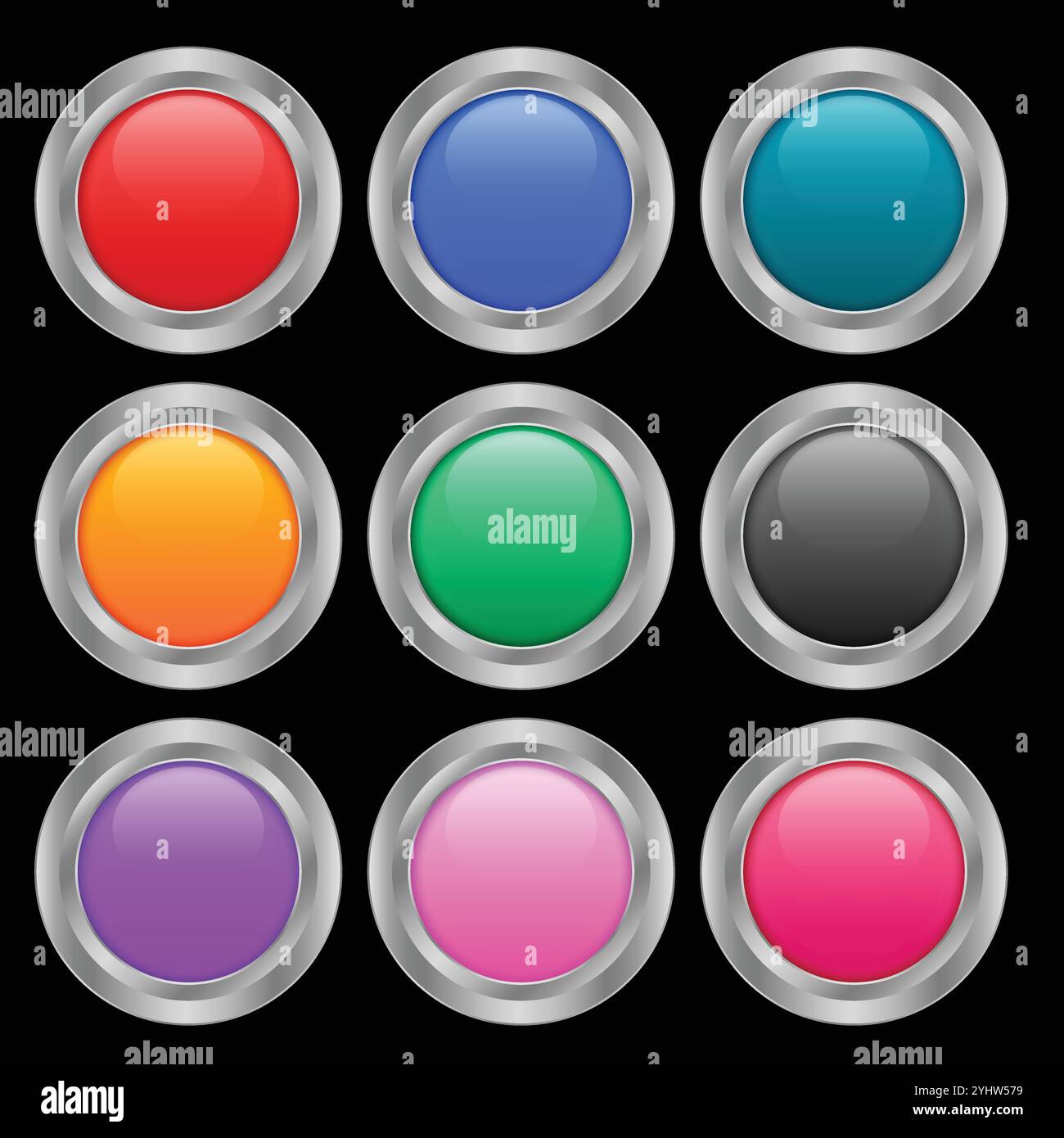 nine round shiny buttons in different colors Stock Vector Image & Art ...