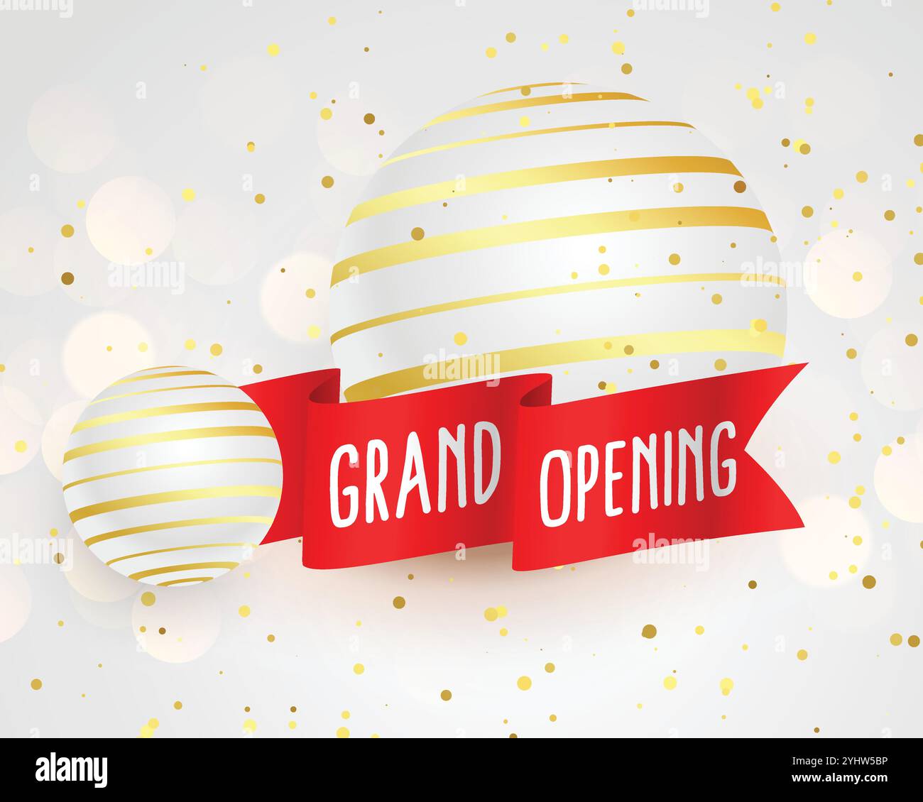 3d style grand open banner template with red ribbons Stock Vector Image ...