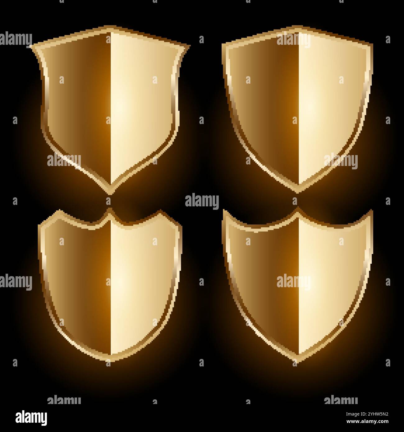realistic golden shield badges and labels set Stock Vector Image & Art ...