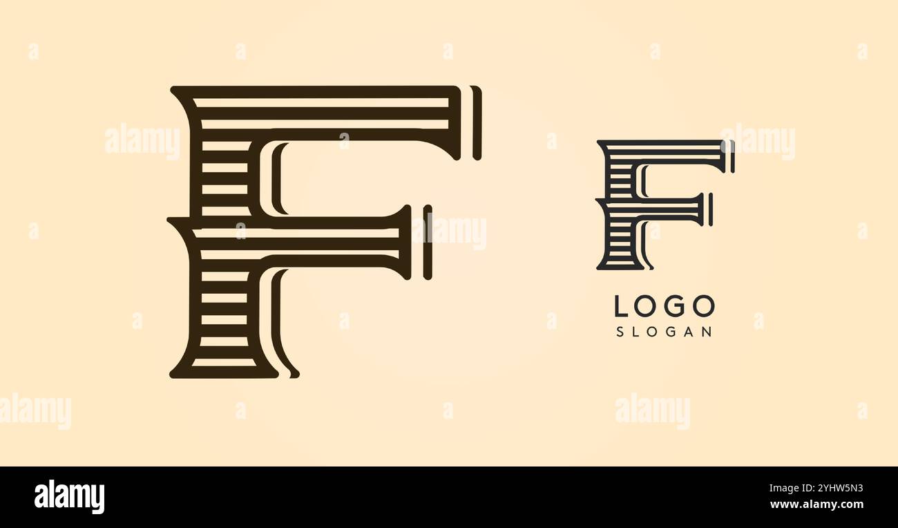 Vintage western letter F, country stylish old lettermark for retro bar ...