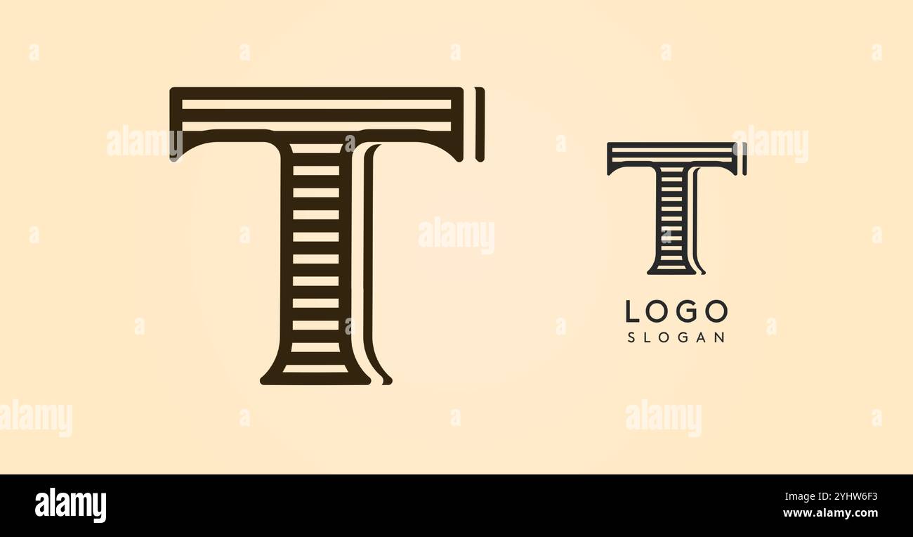 Vintage western letter T, country stylish old lettermark for retro bar ...