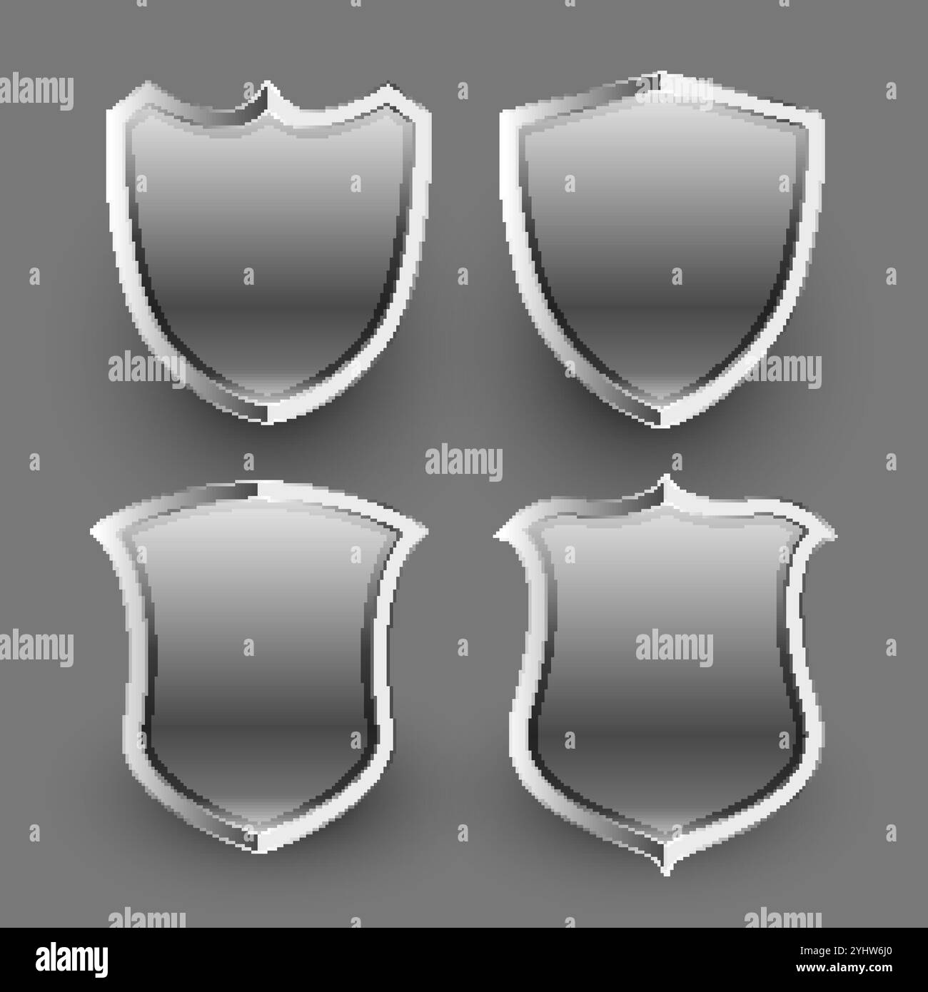 3d shiny metallic shield icons and badges set Stock Vector Image & Art ...