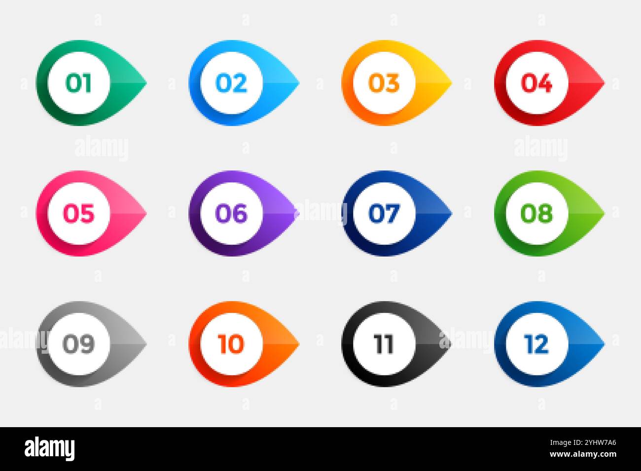 bullet points from one to twelve in many colors Stock Vector Image & Art - Alamy
