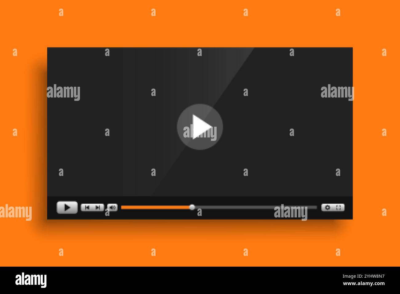 yellow theme video media player interface template design Stock Vector ...