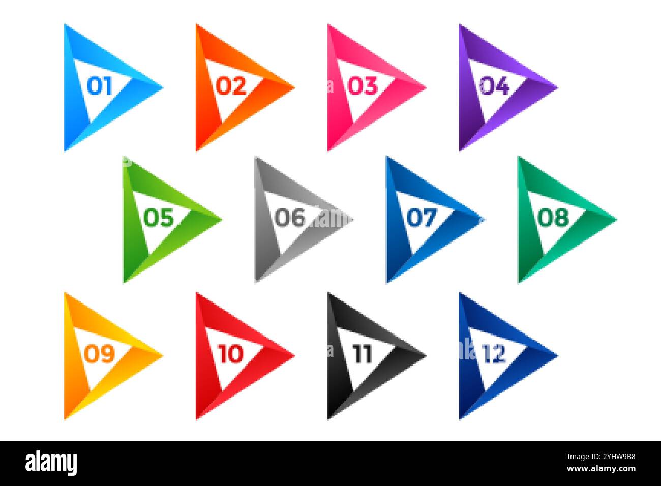 arrow style number bullet points till twelve Stock Vector Image & Art ...