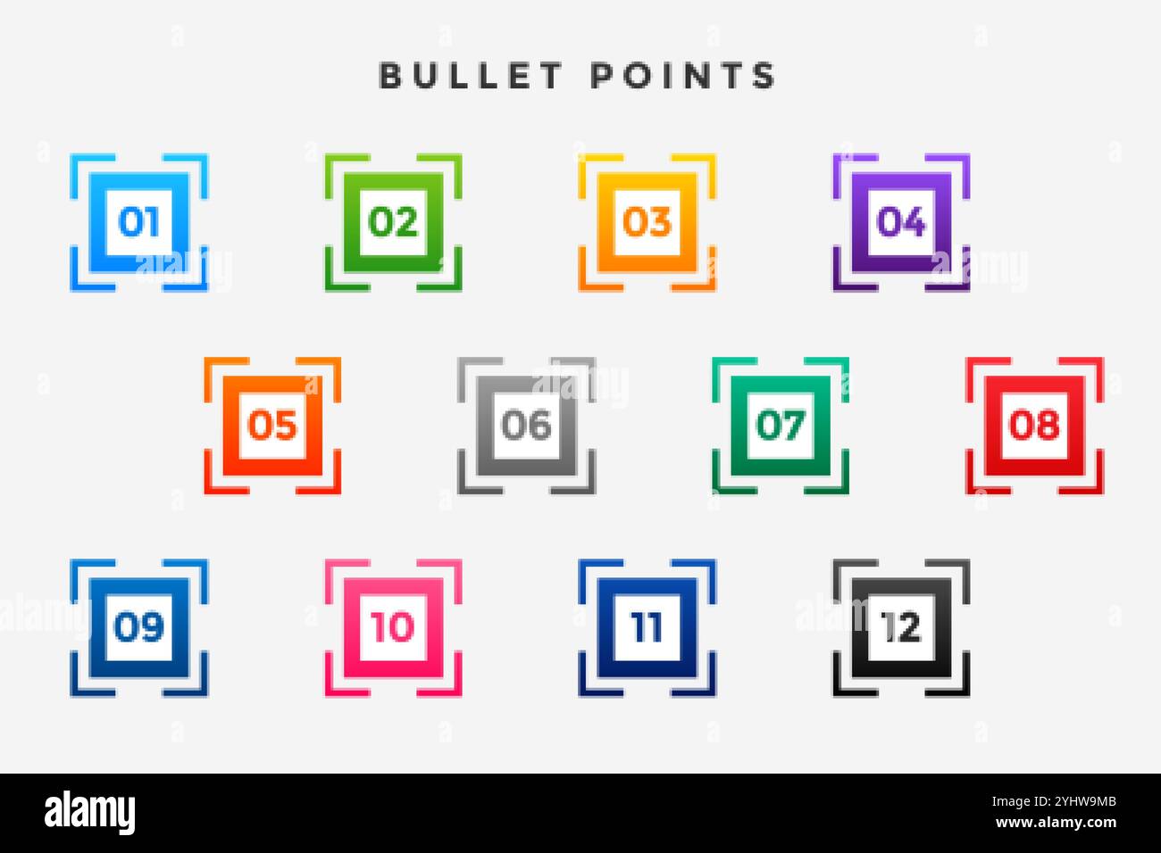 square business bullet points numbers set Stock Vector Image & Art - Alamy