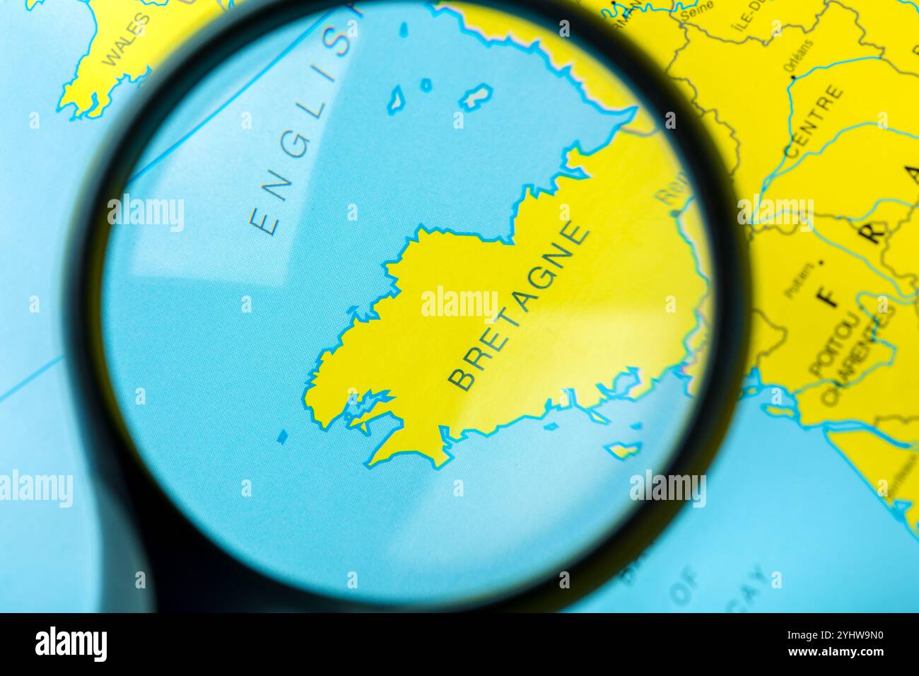 Magnifying glass and map Stock Photo - Alamy