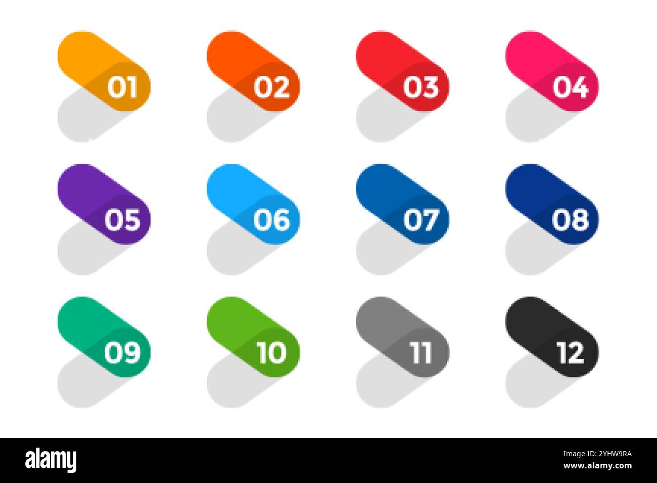 flat arrow style bullet points numbers set Stock Vector Image & Art - Alamy