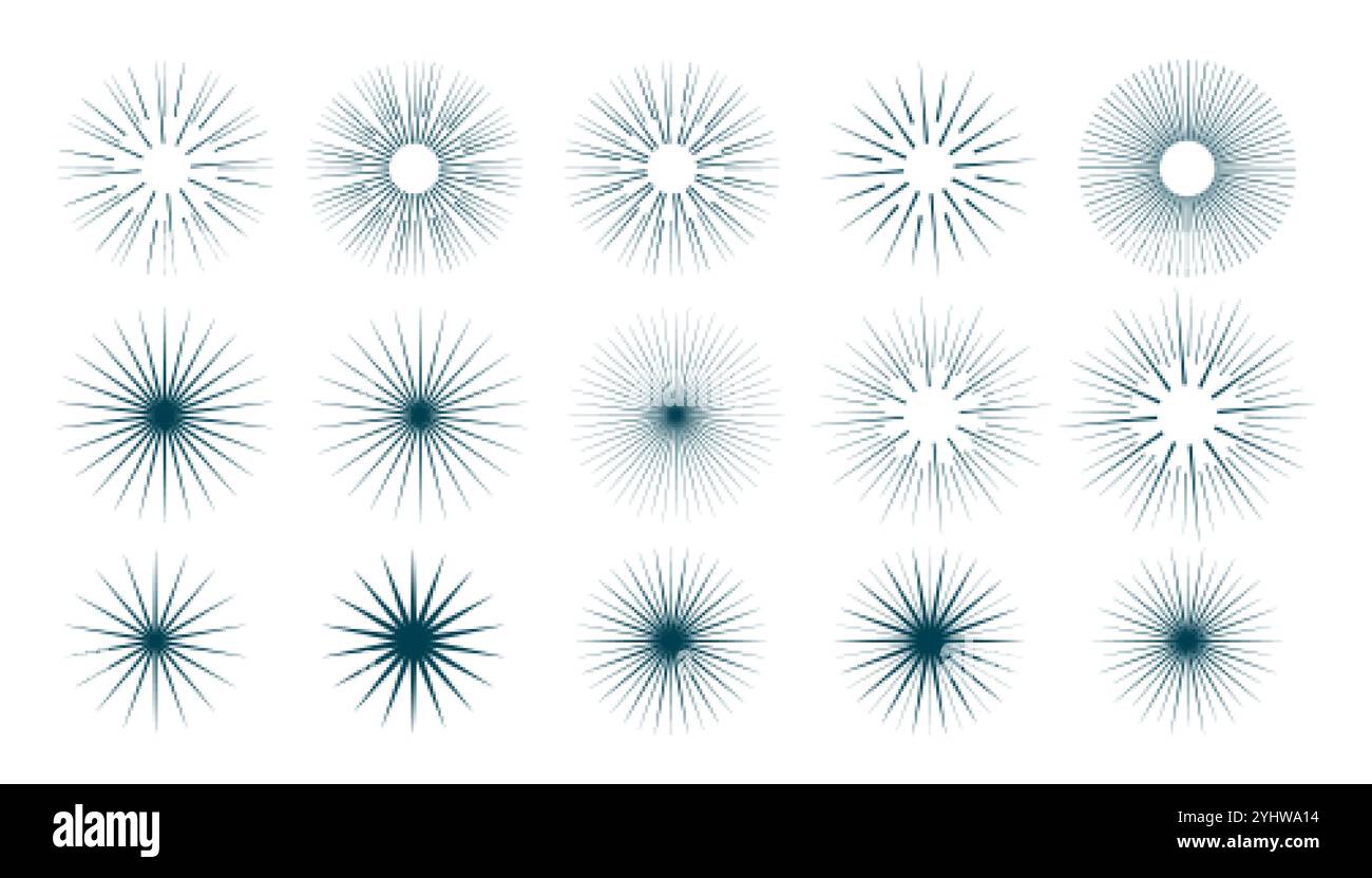 vintage sunburst rays and beams big collection Stock Vector Image & Art ...
