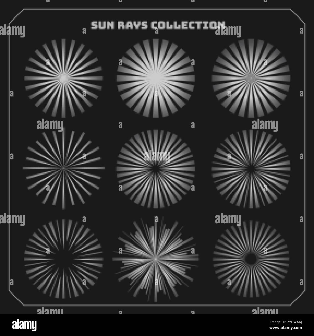 sun rays beams styles set of nine Stock Vector Image & Art - Alamy