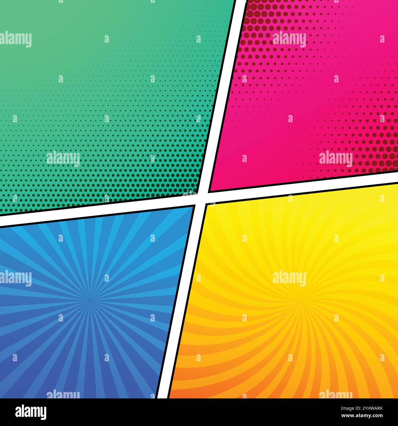 four empty comic book page template background design Stock Vector ...