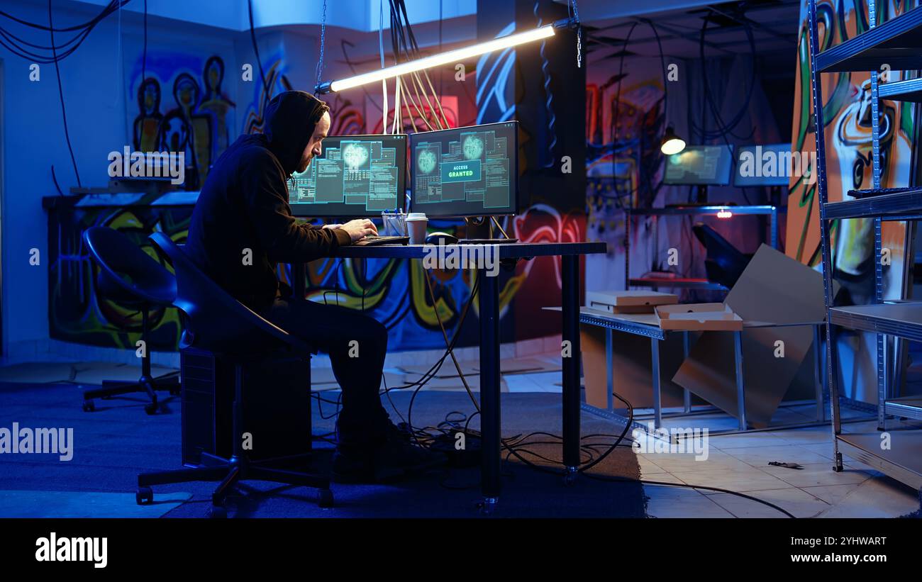 Hacker in hidden base hi-res stock photography and images - Alamy
