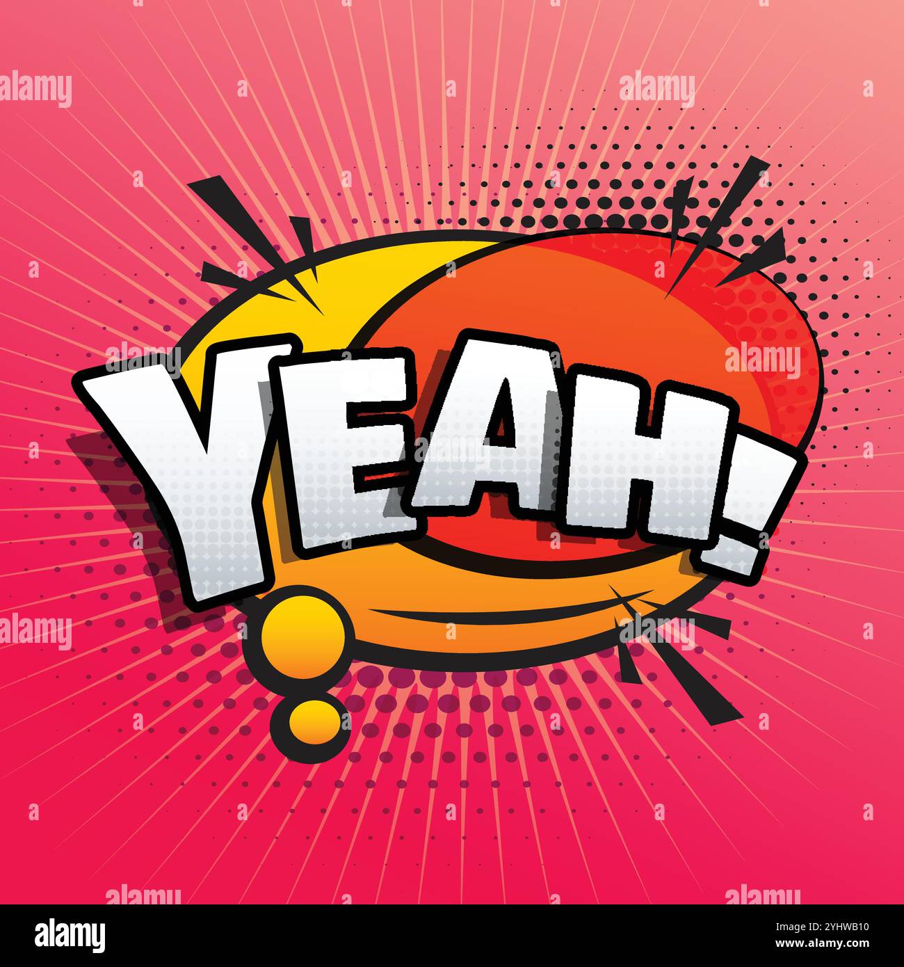 lettering yeah comic text sound effect in retro pop art cartoon style ...