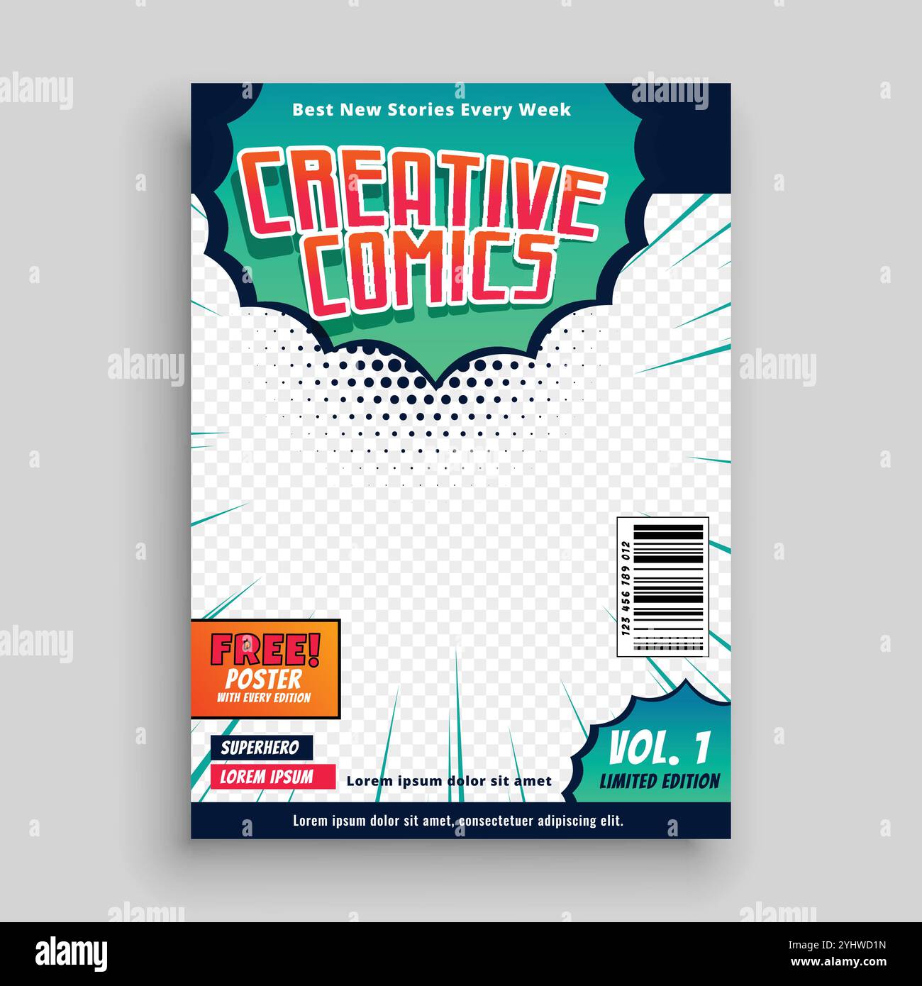 comic book cover template design Stock Vector Image & Art - Alamy
