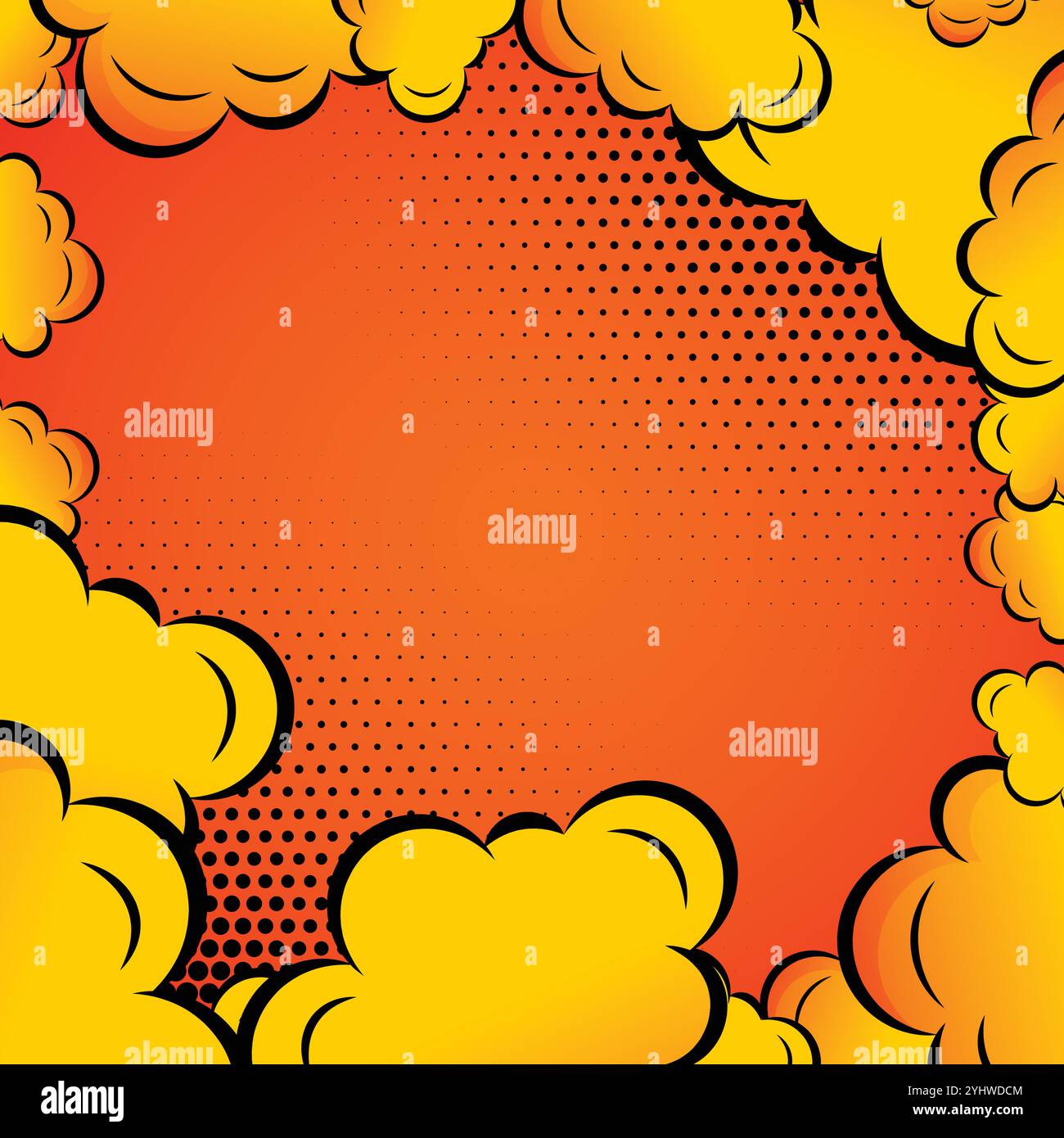comic clouds on orange background Stock Vector Image & Art - Alamy