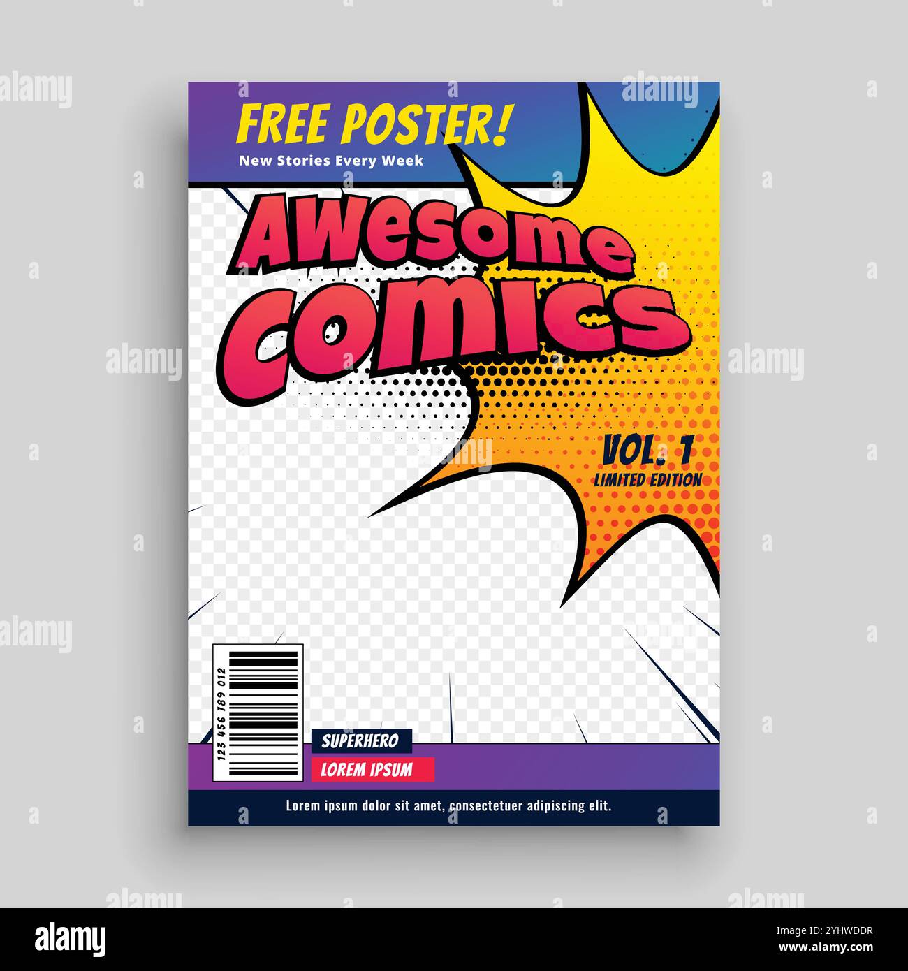 Comic magazine cover template Stock Vector Images - Alamy
