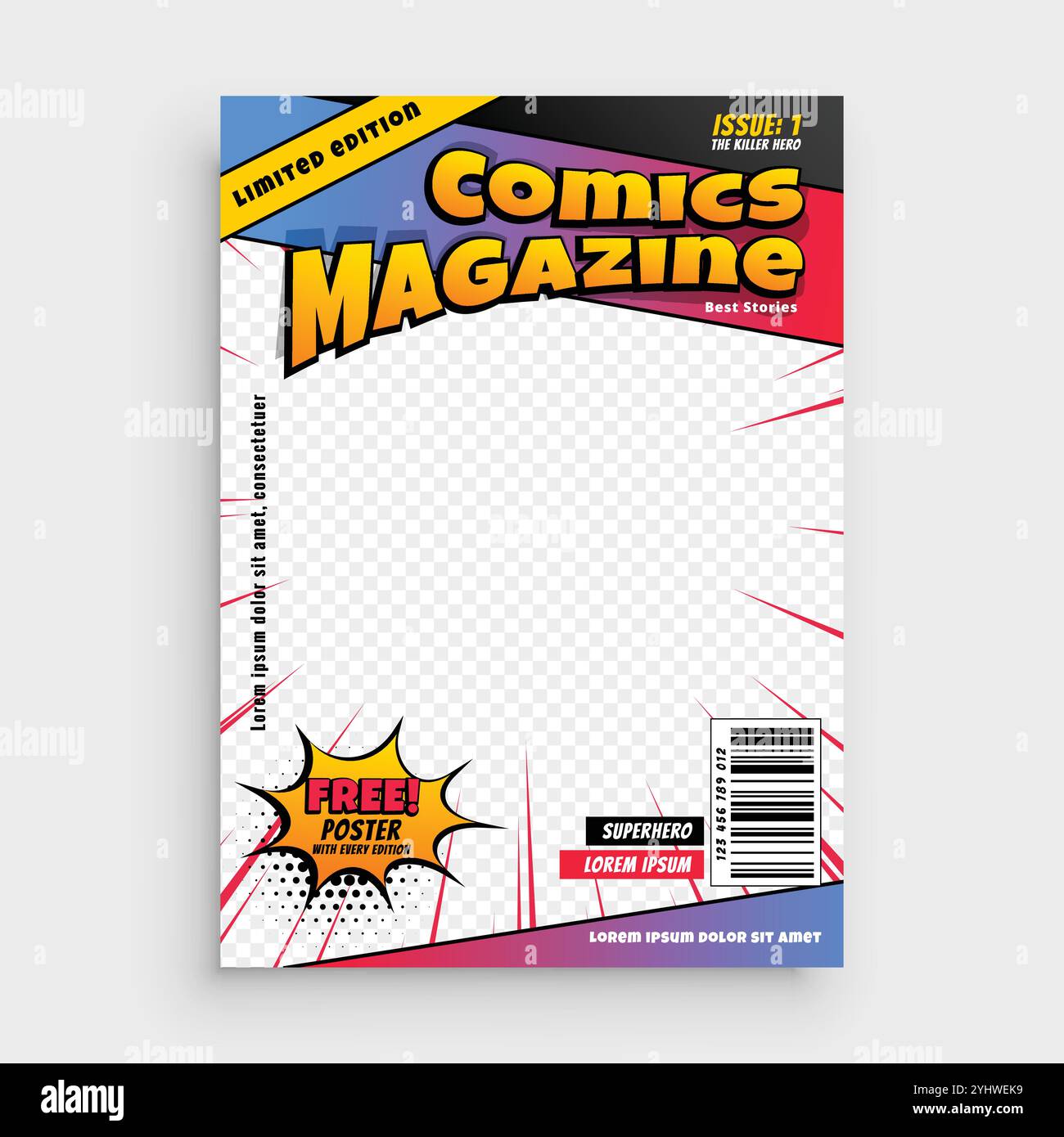 Comic magazine cover template Stock Vector Images - Alamy