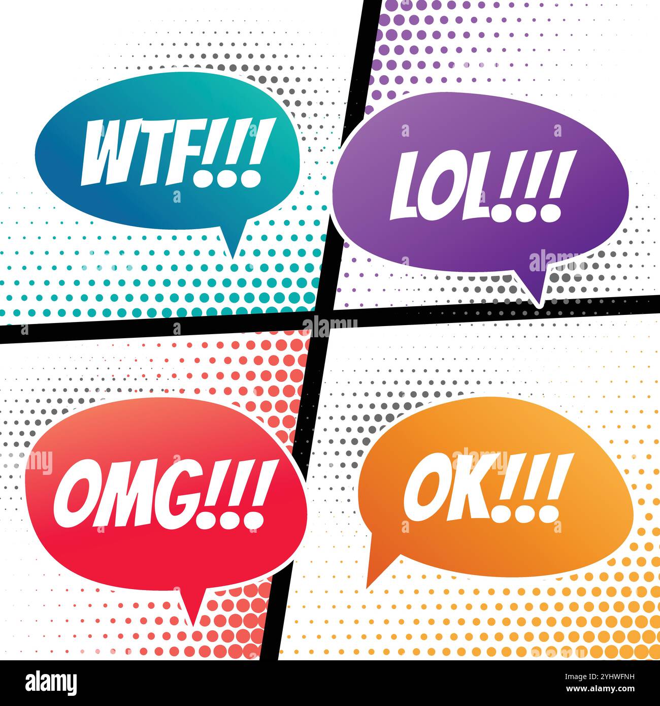 comic speech dialog expressions bubble in different colors Stock Vector ...