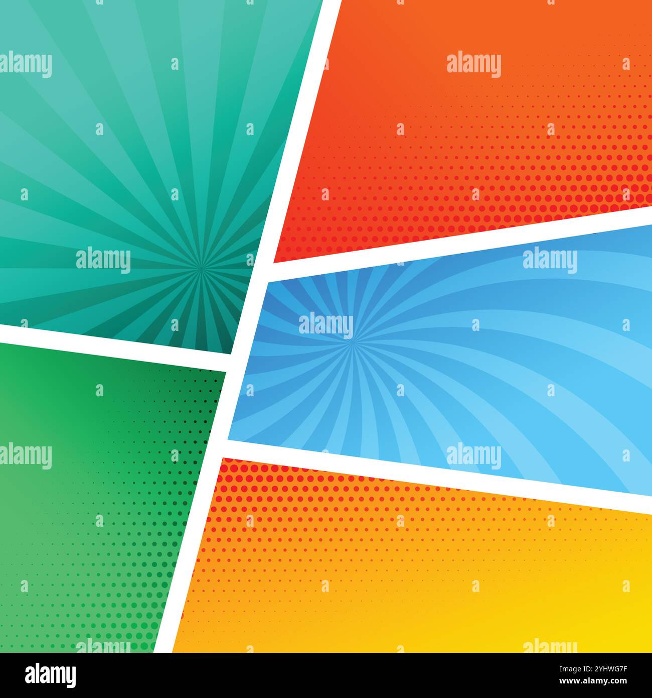 empty comic book page template in different colors and style Stock ...