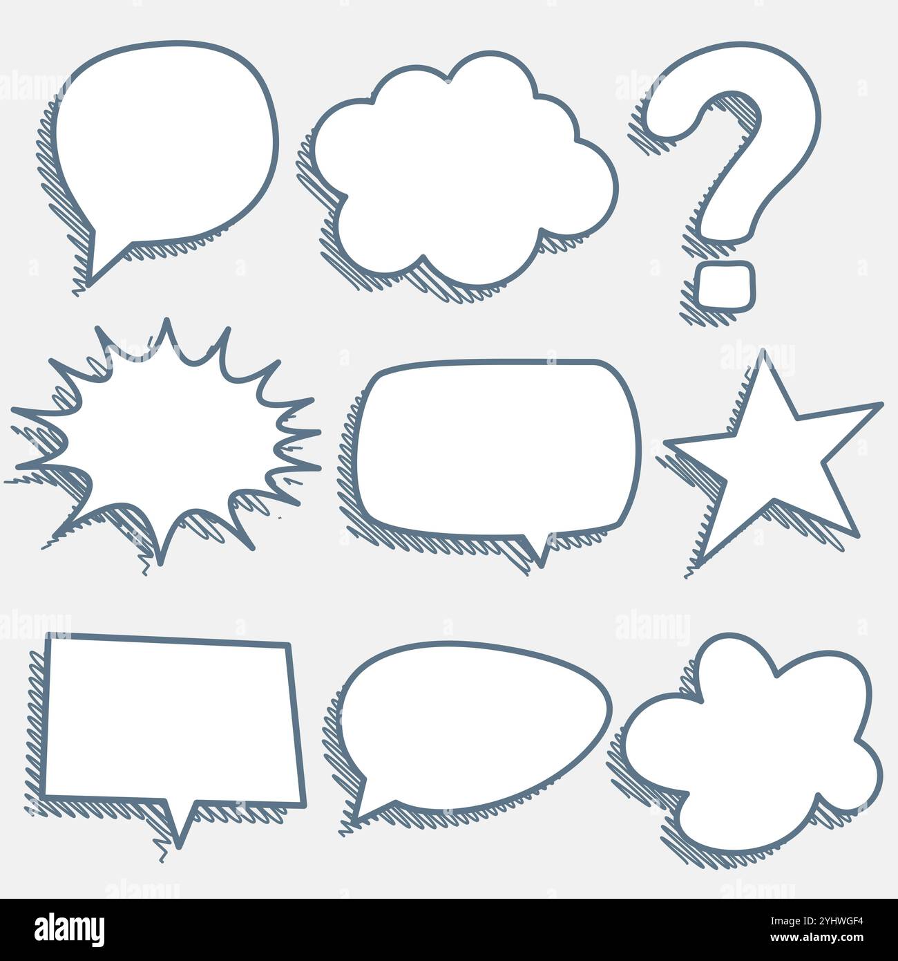 comic chat bubbles and expressions in sketch style Stock Vector Image ...