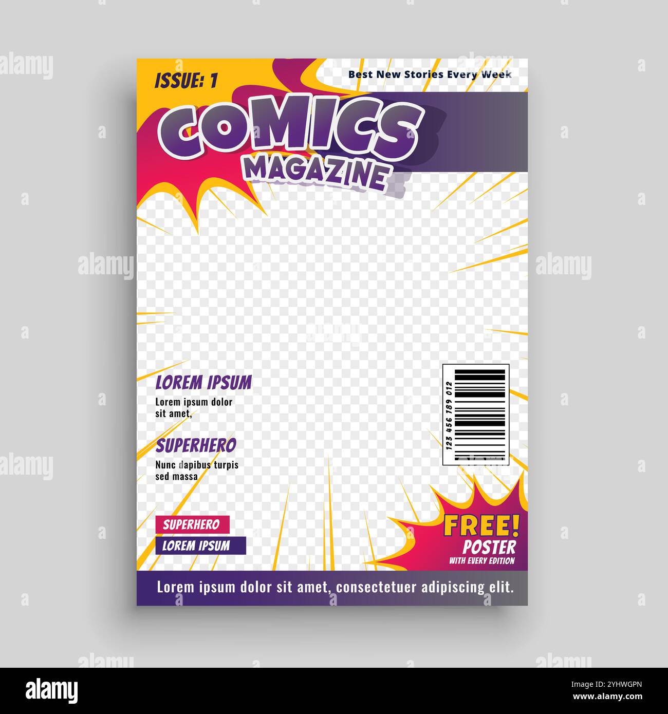 comic magazine cover template design Stock Vector Image & Art - Alamy