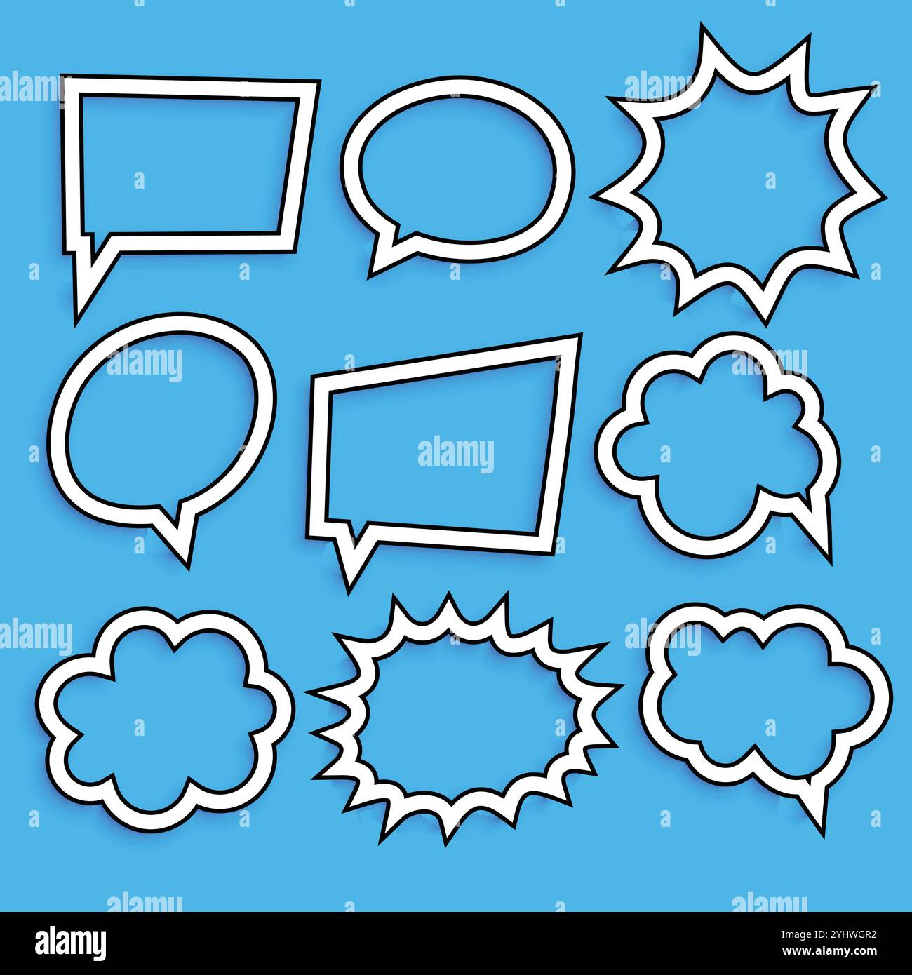 comic chat bubbles and expression set in line style Stock Vector Image ...