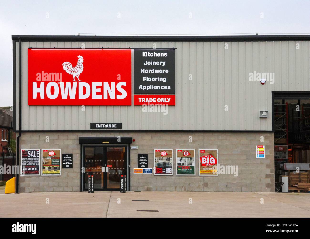 Exterior view Howdens trade only supplier modern block industrial store ...