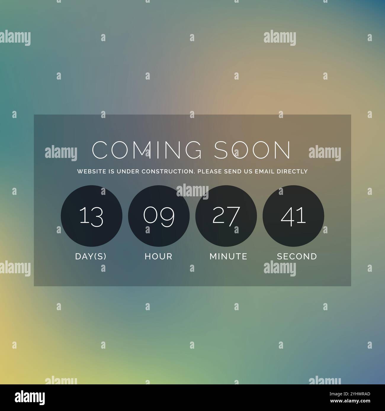 blurred background with coming soon text and countdown timer Stock ...