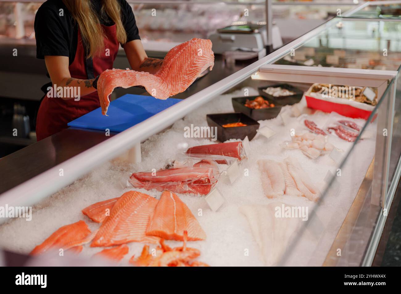 A Vibrant Fresh Seafood Display Showcased Beautifully at a Local Market ...