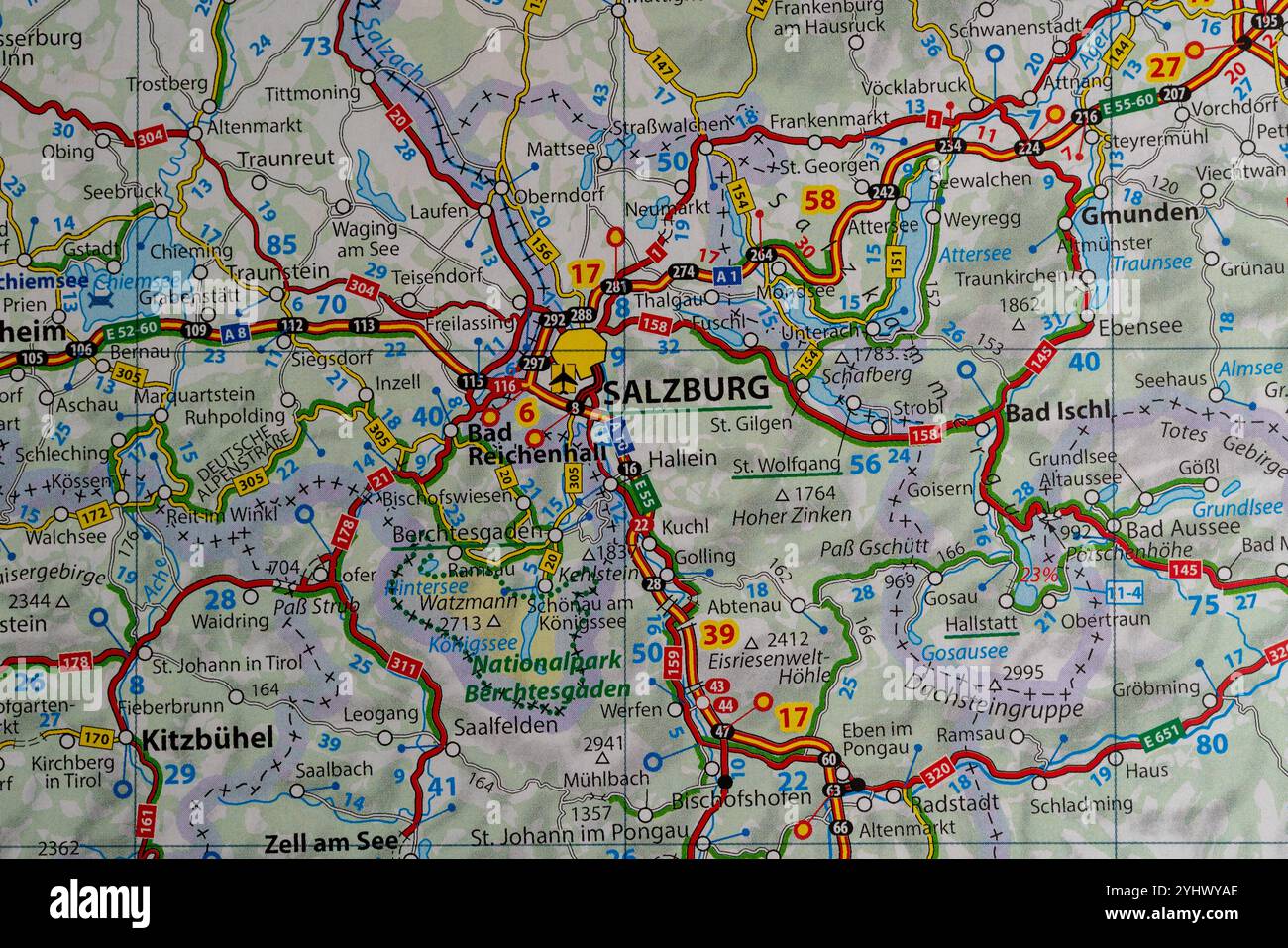 Highway map showing Salzburg, Austria and the surrounding area Stock ...
