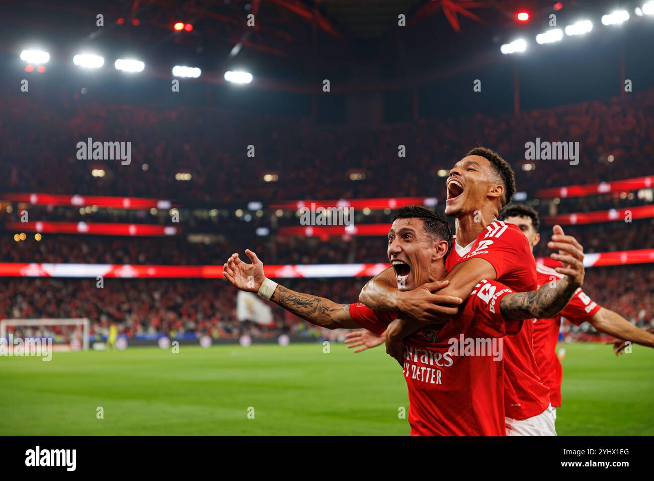 Angel Di Maria, Alexander Bah (SL Benfica) celebrate after scoring goal ...