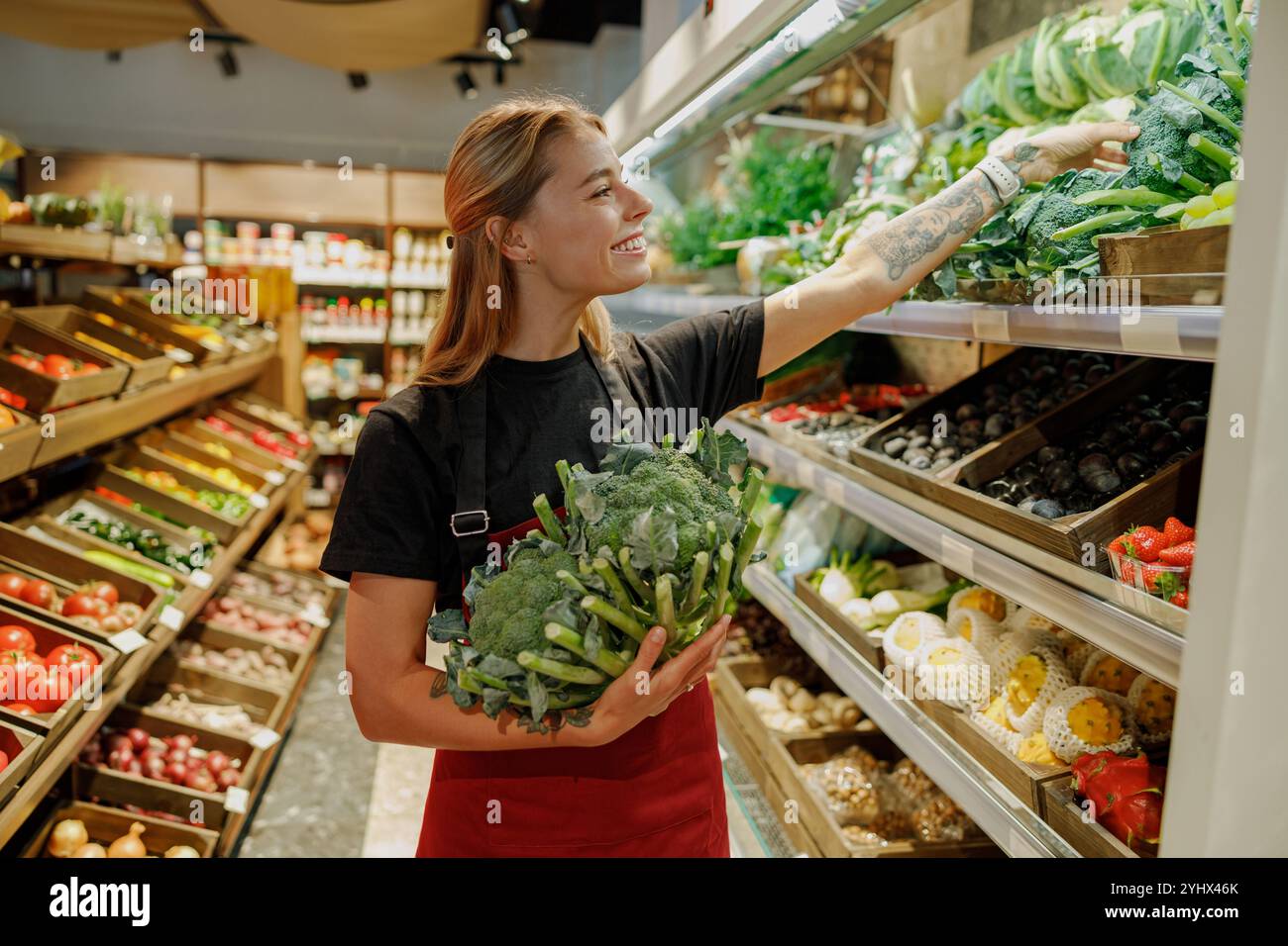 Organizing and Stocking Fresh Produce in a Bright and Vibrant Grocery ...