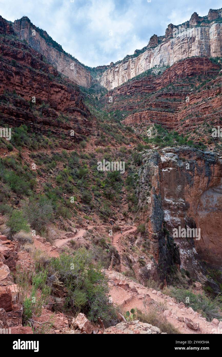 The Bright Angel Trail twisting below the South Rim of the Grand Canyon ...