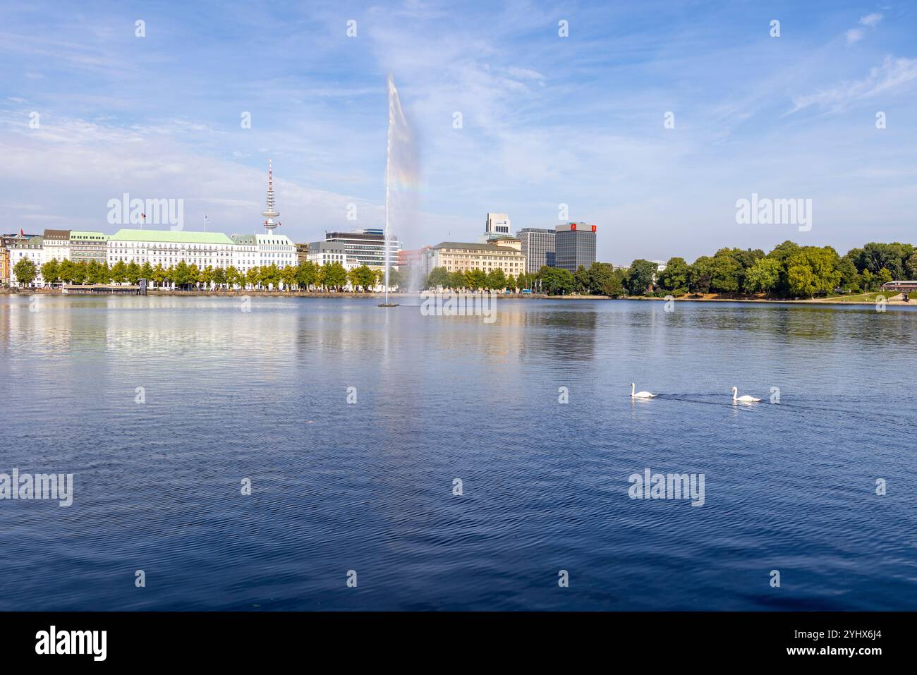 Alster lake panorama fountain hi-res stock photography and images - Alamy