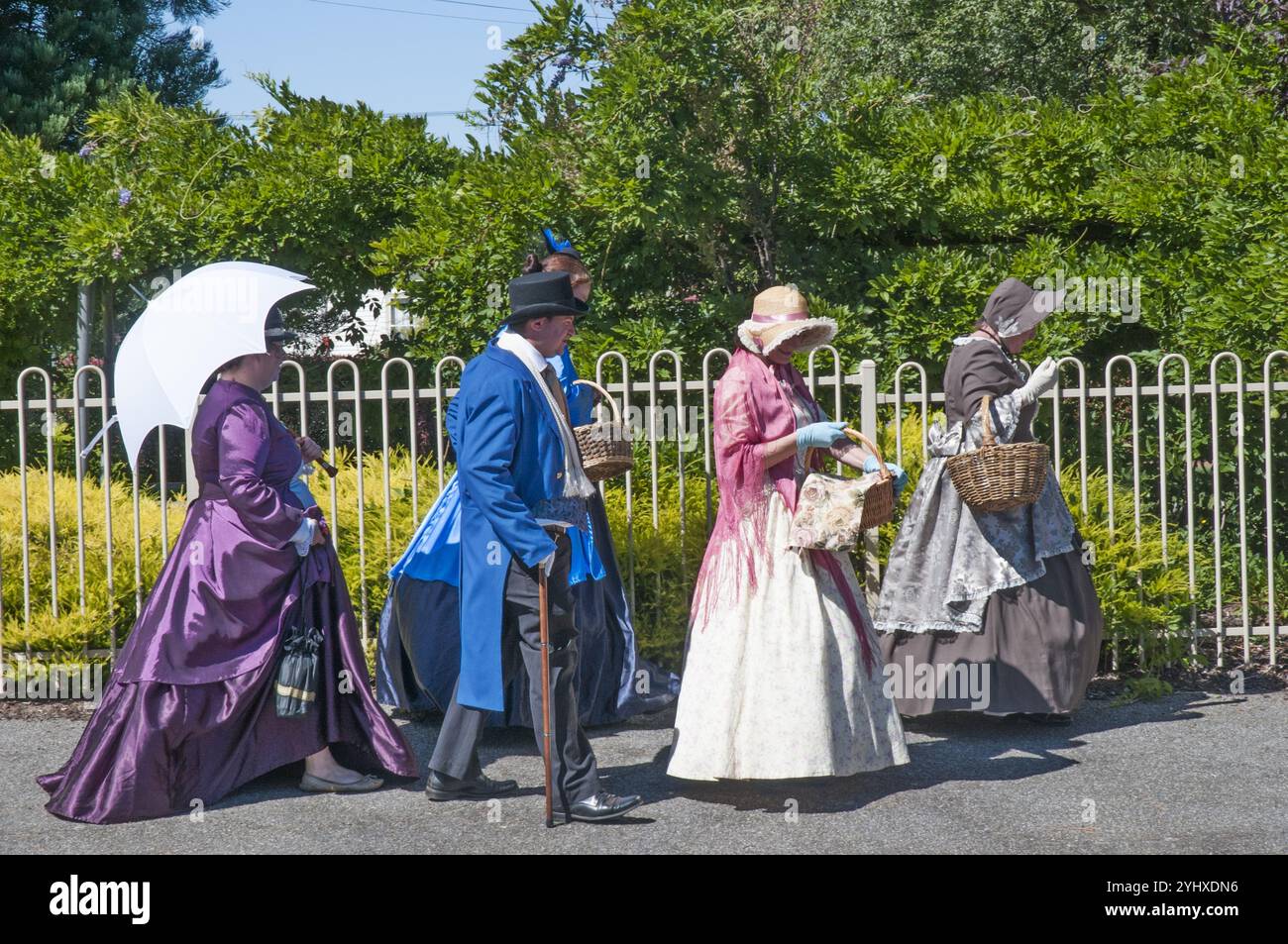 Enthusiasts wear 1850s period costume at an event in the historic ...