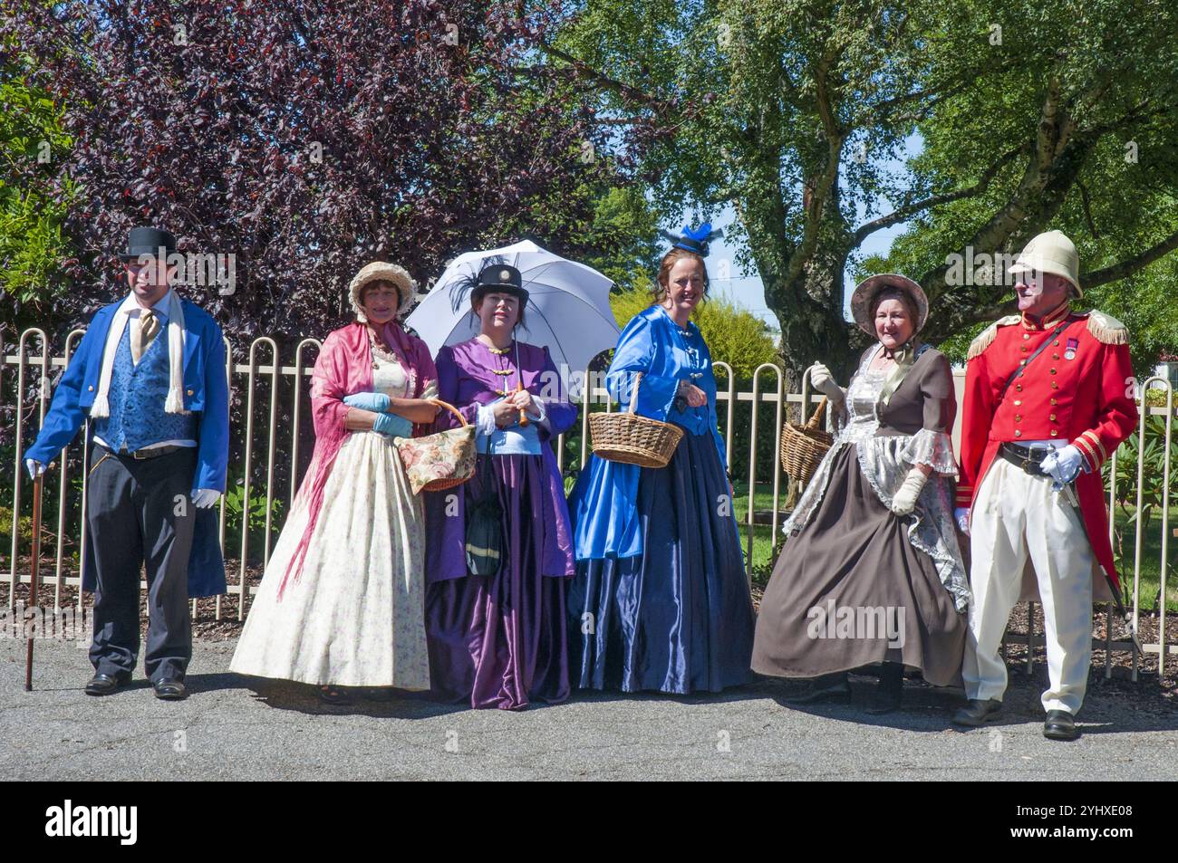 Enthusiasts wear 1850s period costume at an event in the historic ...