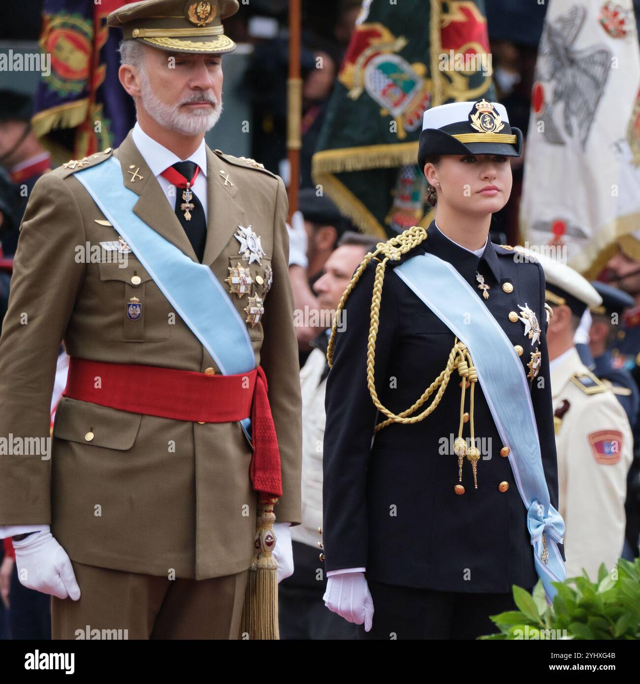 Crown Princess Leonor of Spain and King Felipe VI of Spain attend the ...