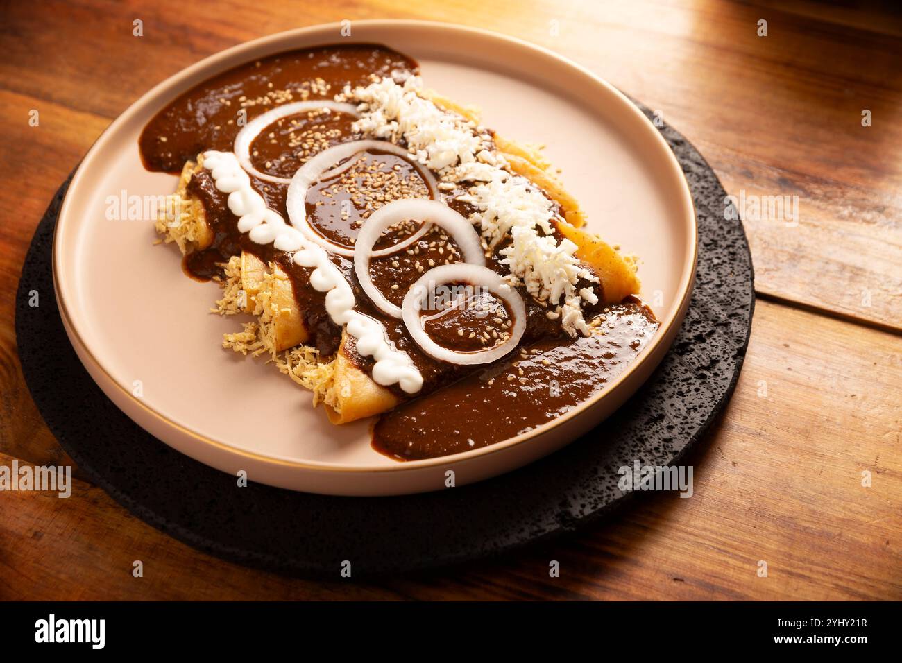 Chicken Enmoladas. In Mexico they are called Enchiladas de Mole Poblano ...