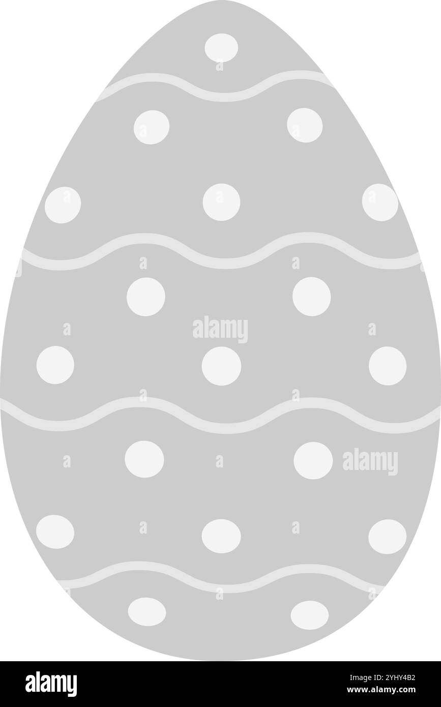 Easter egg patterned dots and wavy lines in grayscale. Sticker Icon Hand drawn Easter design ...