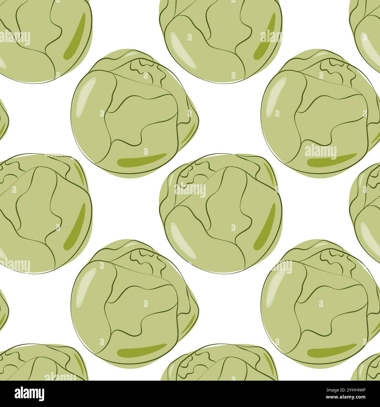 Brussels sprouts Seamless pattern in trendy soft green. Healthy food ...