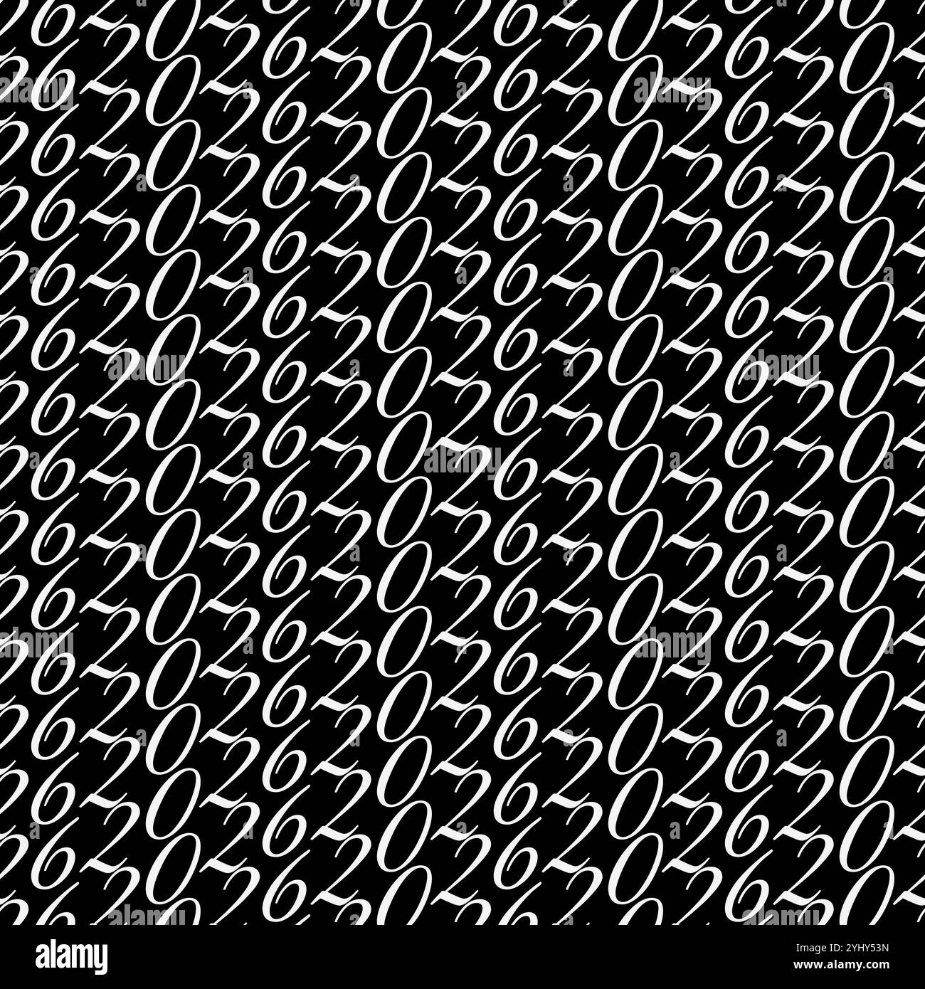 2026 Black and white date minimalist Seamless pattern on dark backdrop ...