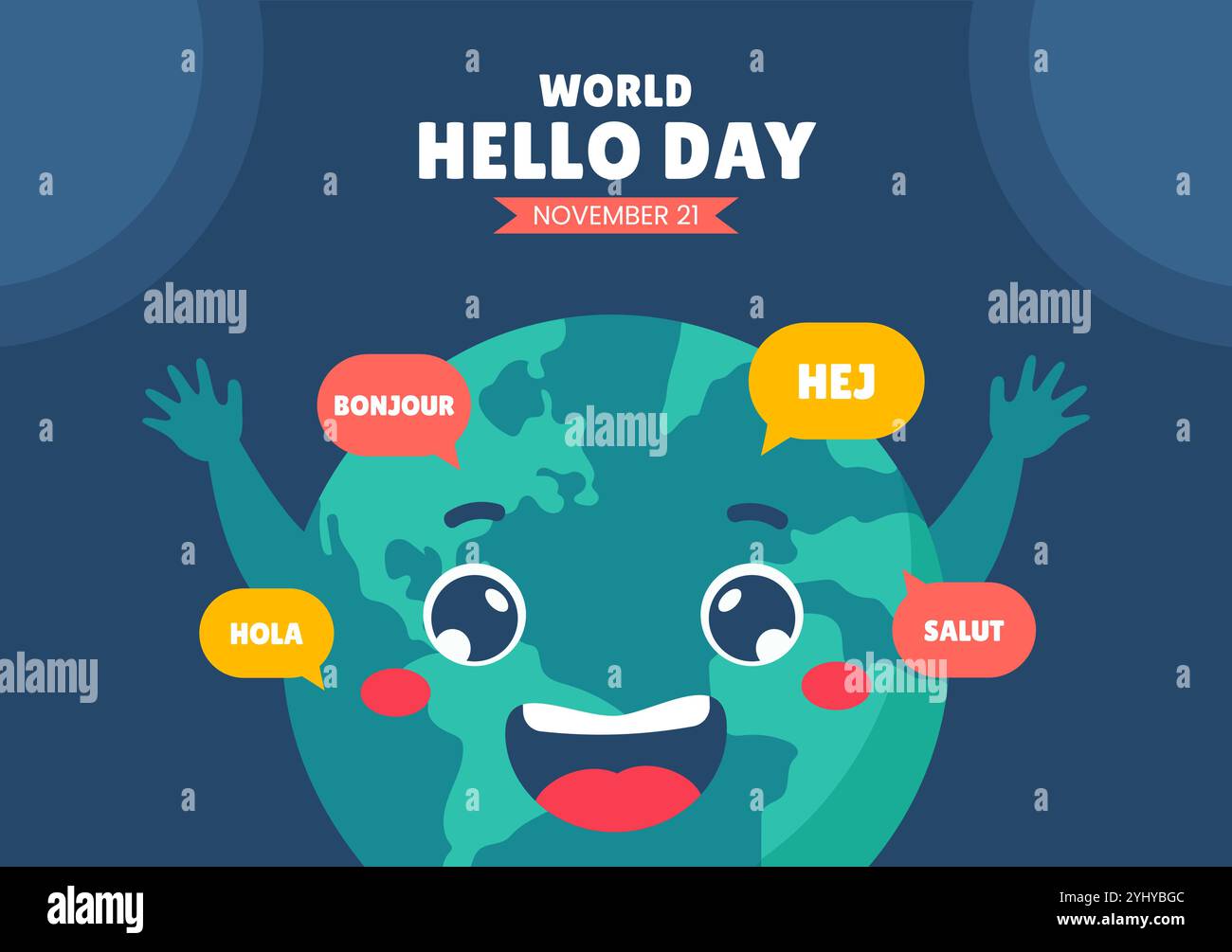 Social Media Background Vector Illustration for World Hello Day in ...
