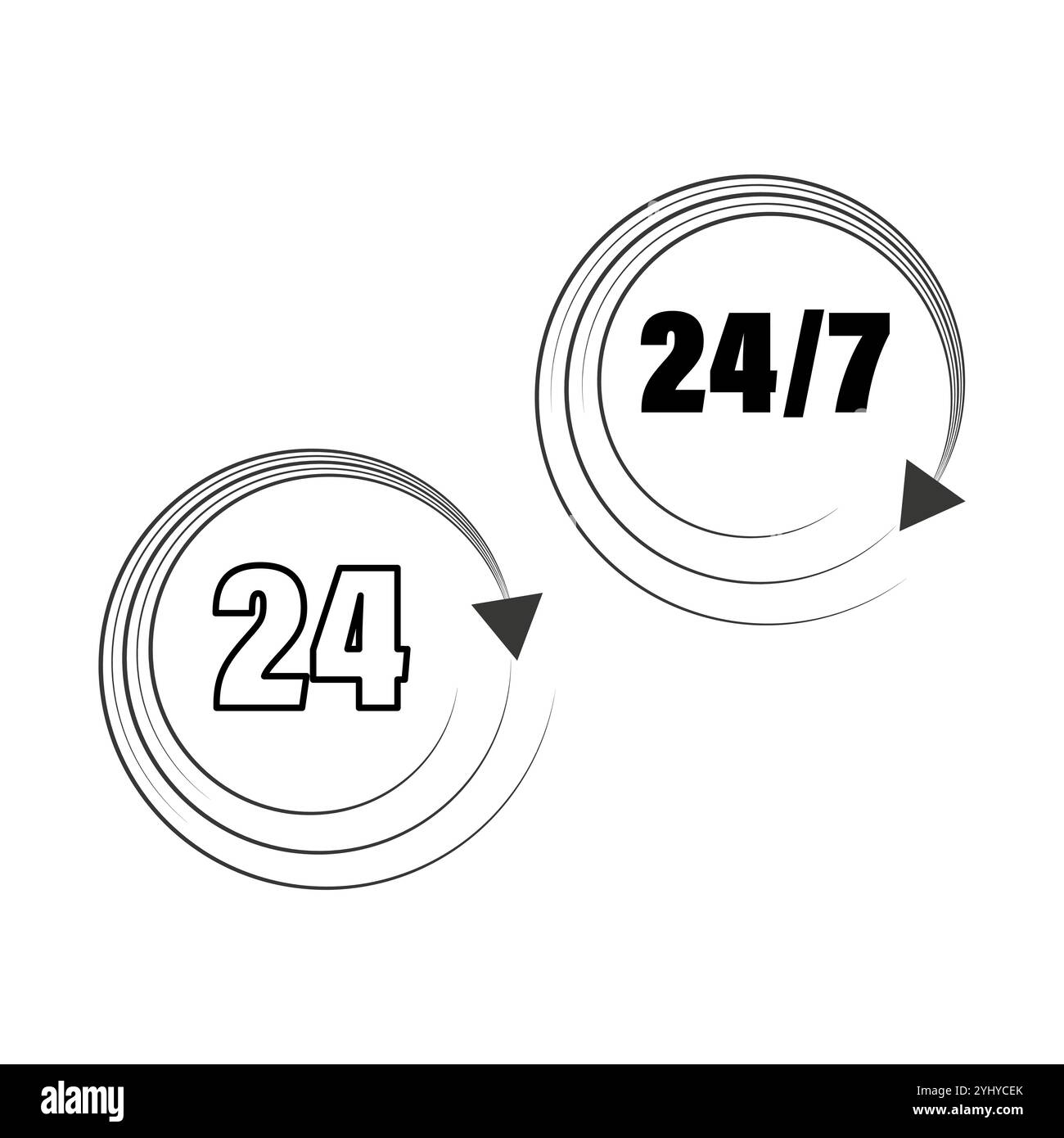 24 hour icon. Continuous service symbol. Time vector graphic. Circular ...