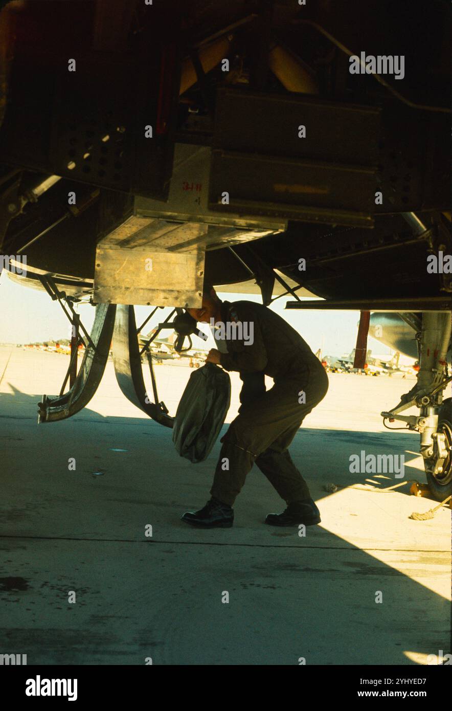 Pilot loads baggage rack. Emergency hydraulic RAT (ram air turbine ...