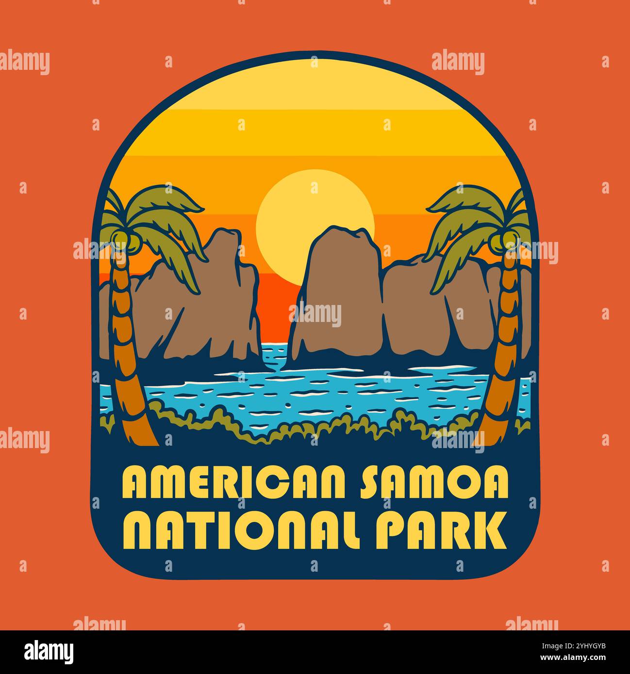 SUNSET ON AMERICAN SAMOA NATIONAL PARK BADGE LOGO DESIGN VECTOR ...